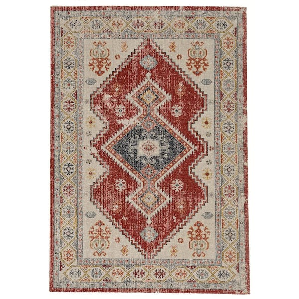 Linon Home Decor Puissant Zero Koble Ivory and Rust 2 ft. x 3 ft. Area ...