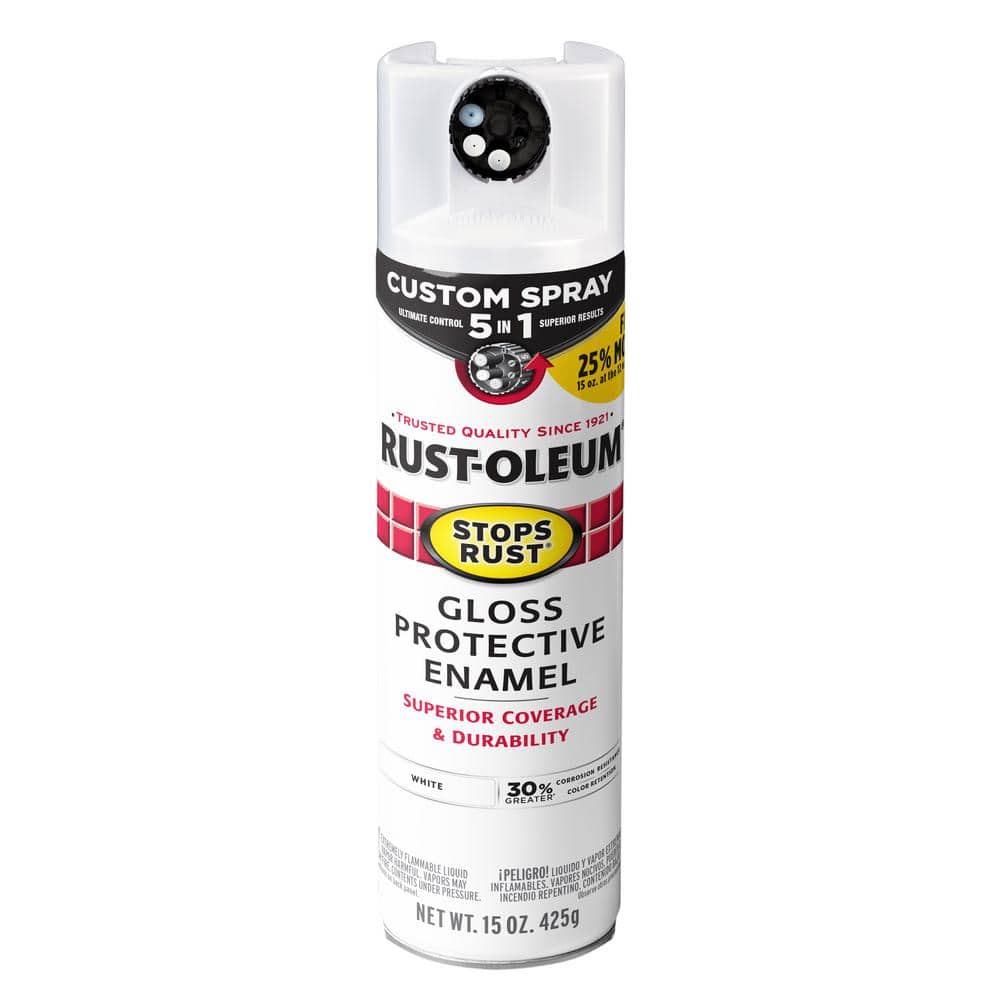 Rust-Oleum Stops Rust 15 oz. Custom Spray 5-in-1 Gloss White 25% Bonus ...