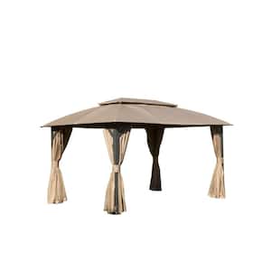 WELLFOR 10 ft. x 10 ft. Brown Patio Canopy Tent Screw Free Weather ...