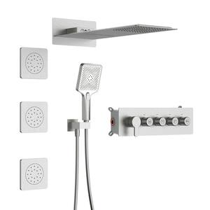 GIVING TREE 3-Jet Rectangular Wall Mount Shower System with With ...