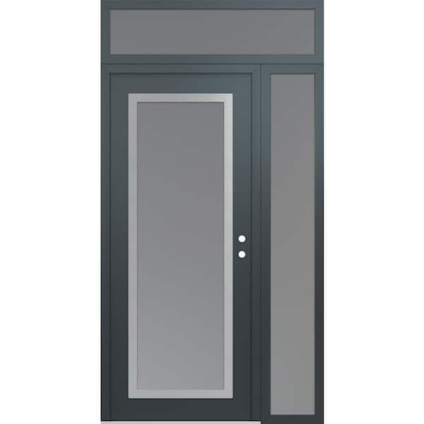 Tessari Doors C1 52 in. x 96 in. Silver P Left-Hand/Inswing Frosted ...