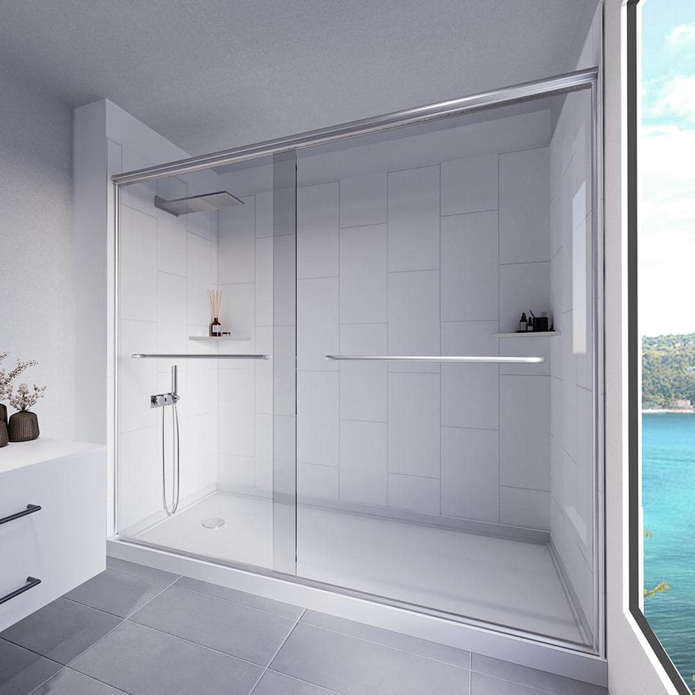 NuVo Winter White-Rainier 60 in. x 30 in. x 83 in. Base/Wall/Door ...