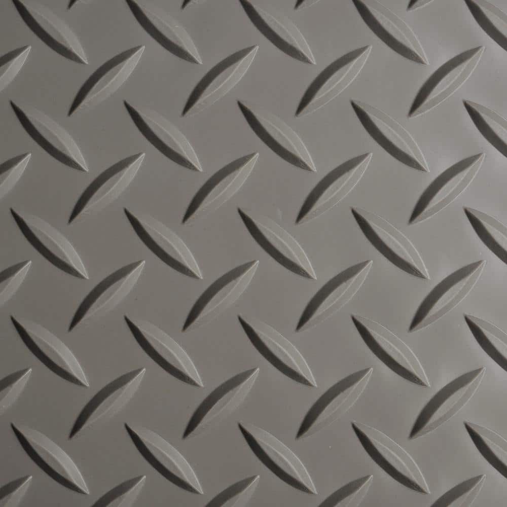Workforce Gray 24 in. x 20 ft. Vinyl Diamond Plate Commercial Floor Mat ...
