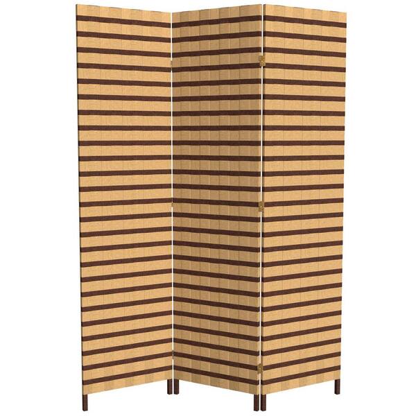 RED LANTERN 6 ft. Brown 2-Tone Natural Fiber 3-Panel Room Divider JH09 ...