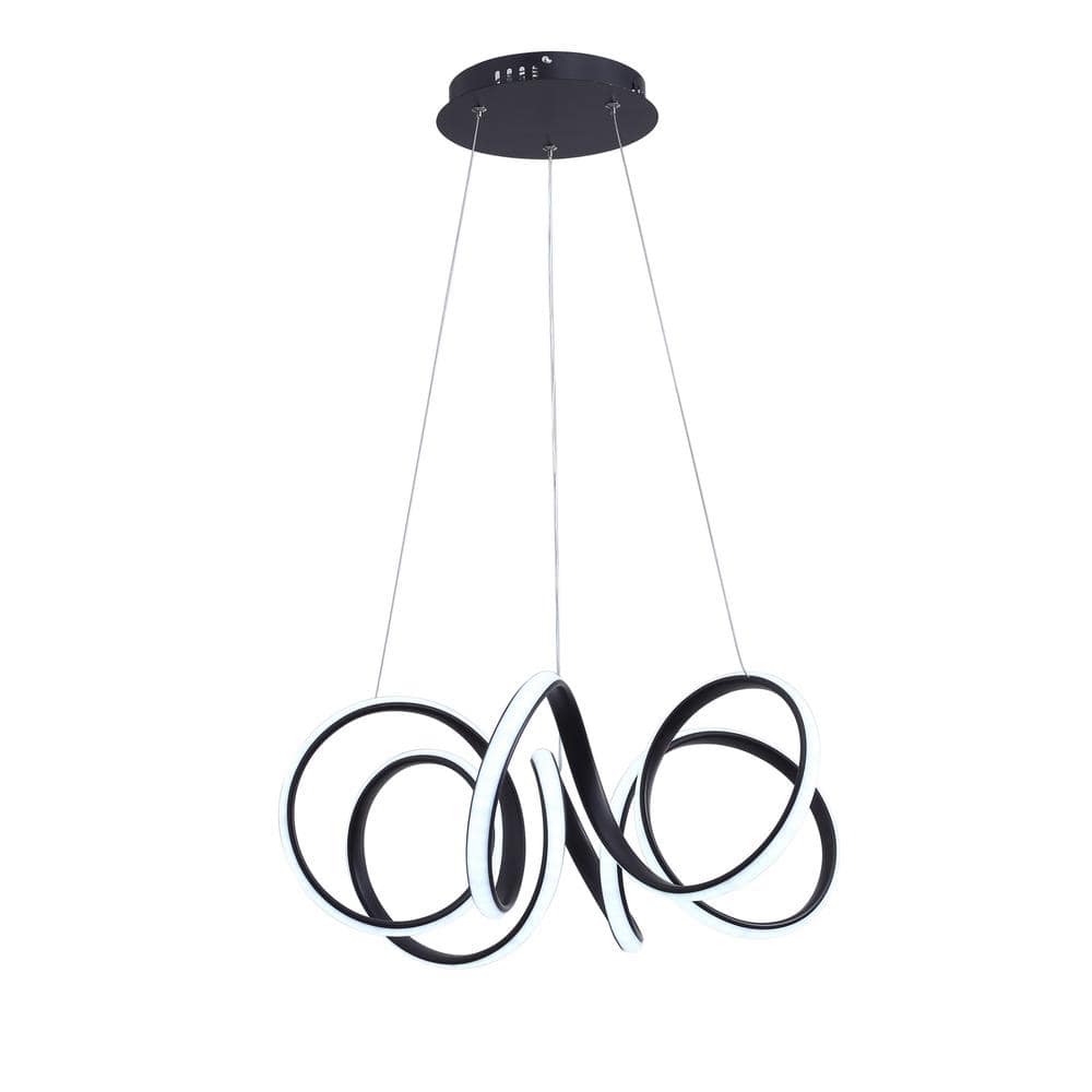 aiwen 40-Watt Modern Black Geometric Integrated LED Chandelier Creative ...
