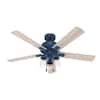 Hunter Hartland 52 in. LED Indoor Indigo Blue Ceiling Fan with Light ...
