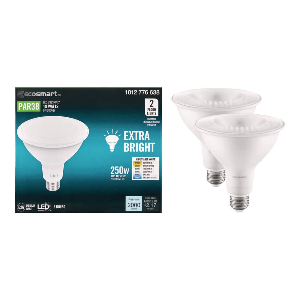 EcoSmart 250-Watt Equivalent PAR38 Dimmable LED Spot Light Bulb with ...