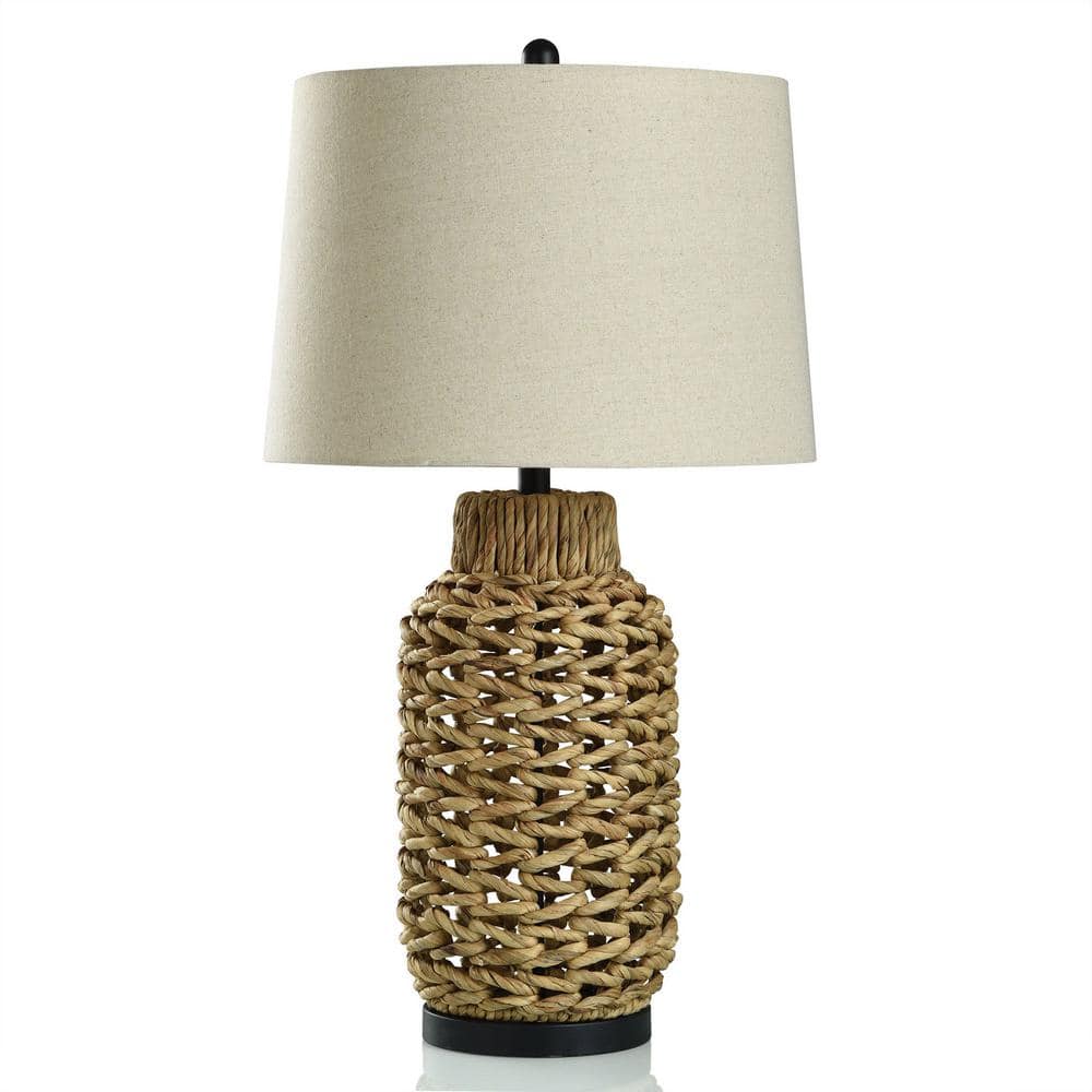 StyleCraft 30 in. Natural Woven, Cream Urn Task and Reading Table Lamp ...