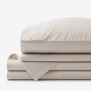 The Company Store Company Cotton Stripe Yarn-Dyed Tan Cotton Percale ...