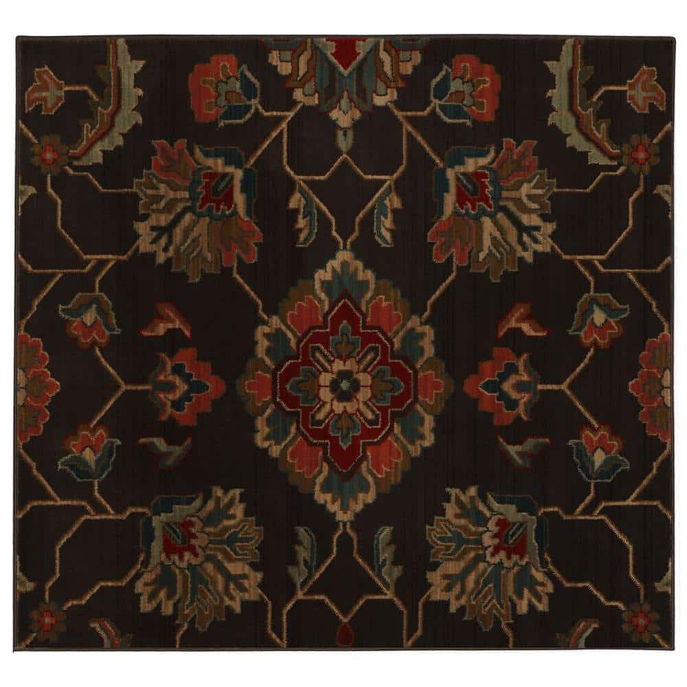 Home Decorators Collection Canton Dark Brown 8 ft. x 8 ft. Square Area ...