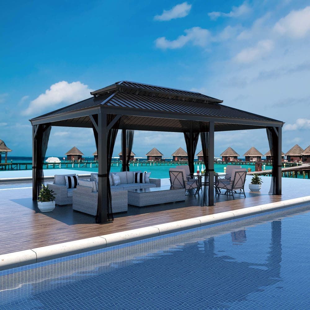 Reviews for VEIKOUS 20 ft. W x 14 ft. D Aluminum Hardtop Gazebo with Galvanized Double Roof and ...