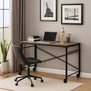 Benjara 47 in. Rectangular White and Black Wood Top 0-Drawer Writing ...