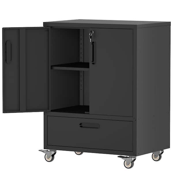 Boyel Living 1-Drawer 29.9 in. W Black Tool Storage Cabinet Rolling ...