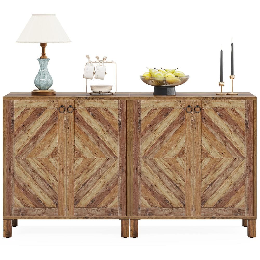 BYBLIGHT Ahlivia Rustic Brown Wood 57 in. Buffet with Adjustable ...