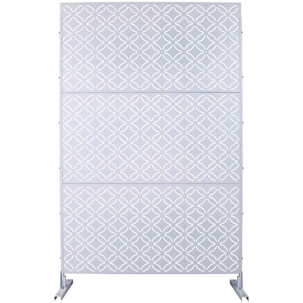 Boosicavelly 48 in. W x 76 in. H White Steel Privacy Fence Screen for ...