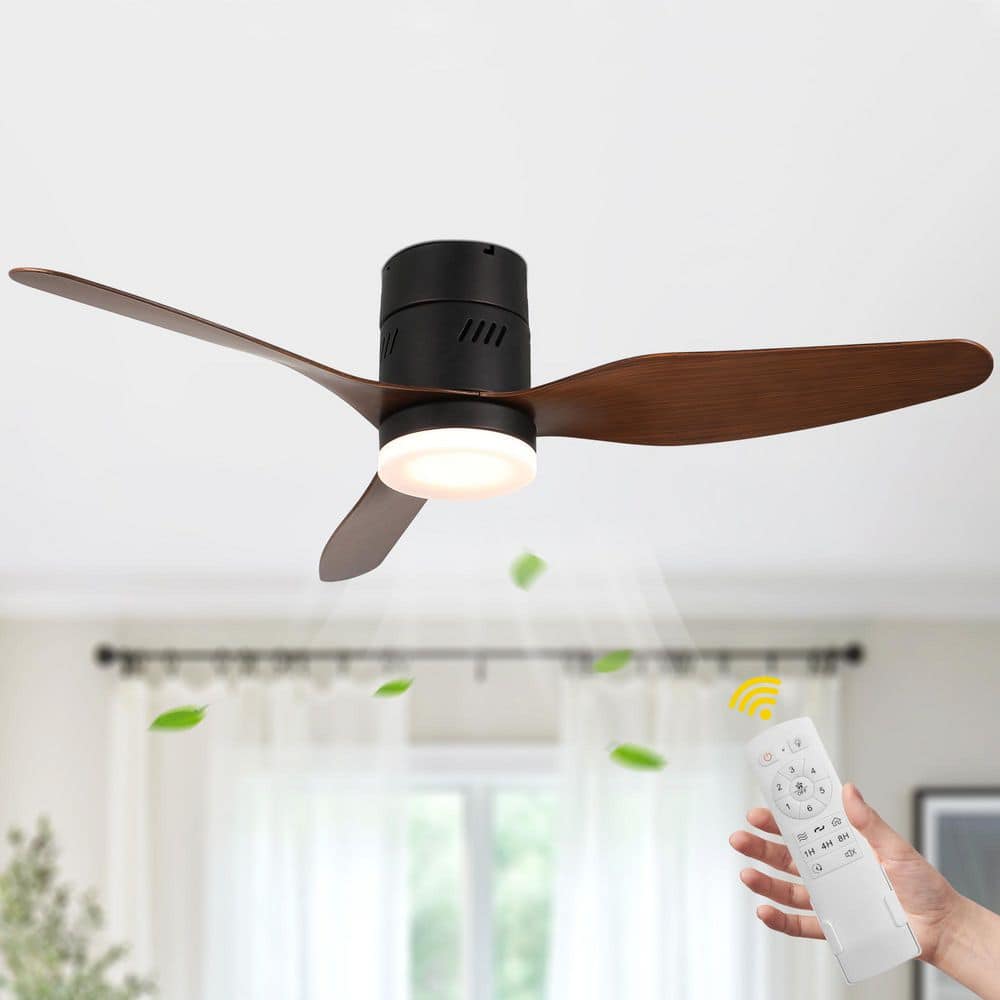 Oaks Aura Trevina 46 in. Indoor Matte Black Modern Flush Mount Ceiling ...