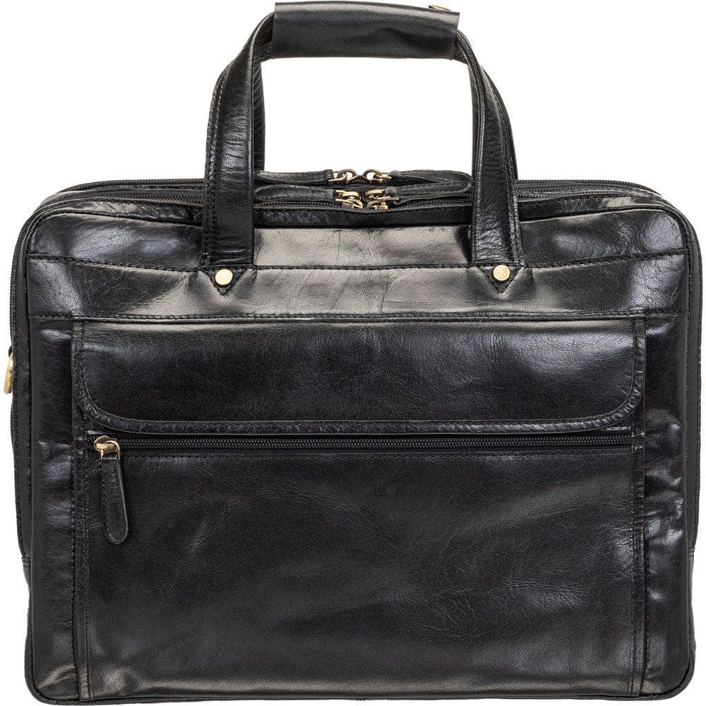 MANCINI Buffalo Black Triple Compartment Briefcase for 15.6 in. Laptop ...
