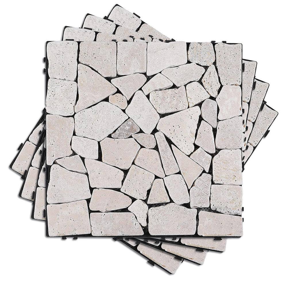 PURE ERA 1 ft. x 1 ft. Natural Real Stone Interlocking Indoor Outdoor ...