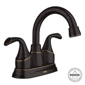 MOEN Idora 4 in. Centerset 2-Handle Bathroom Faucet in Mediterranean ...
