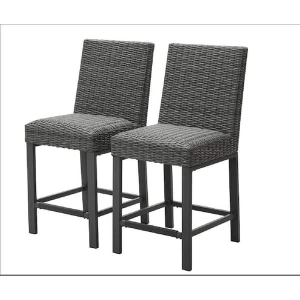 Sudzendf Gray Resin Wicker Outdoor Bar Stool (2-Pack) 3556ECR-23 - The ...