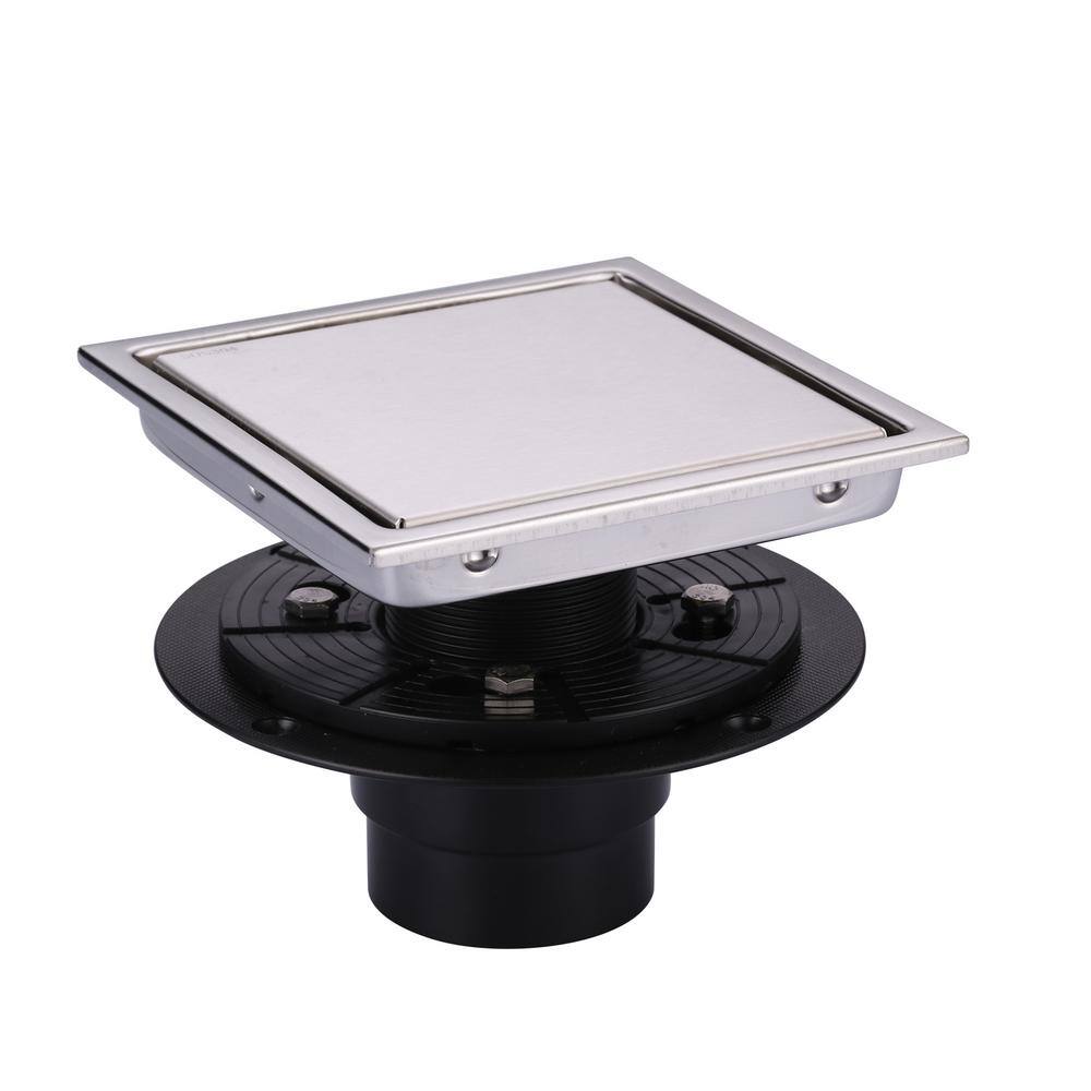 WOWOW 6 in. x 6 in. Stainless Steel Square Shower Drain with Tile-In ...