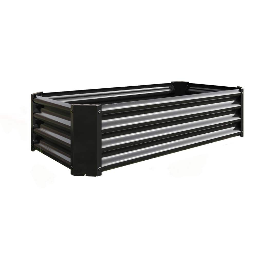 Zeus & Ruta 4 ft. x 2 ft. x 1 ft. Black Metal Raised Garden Bed Kit ...