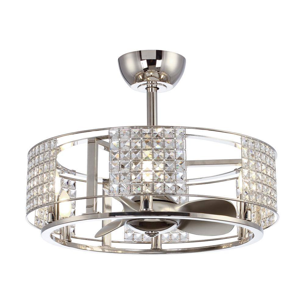 Parrot Uncle 24.2 in. Indoor Nickel Silver Crystal LED Caged DC Motor ...