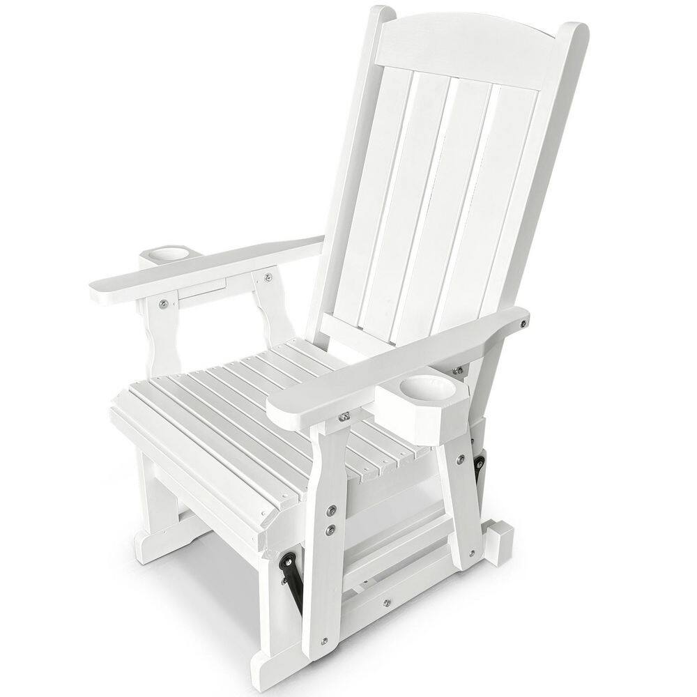 Innovaze Solid Fir Wood Outdoor Glider with High Back and Deep ...
