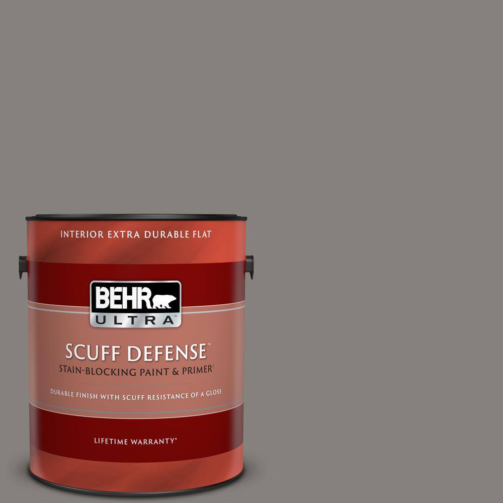 BEHR ULTRA 1 gal. #BNC-25 Gray Pepper Extra Durable Flat Interior Paint ...