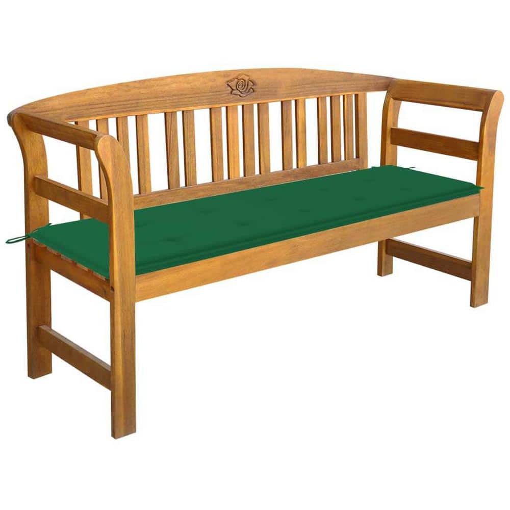 TIRAMISUBEST 61.8 in. W 2-Person Brown Wood Garden Outdoor Bench with ...