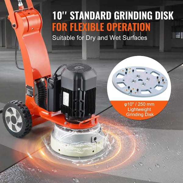 SKYSHALO Electric Concrete Floor Grinder 10 in. Walk-Behind Grinder 1 ...