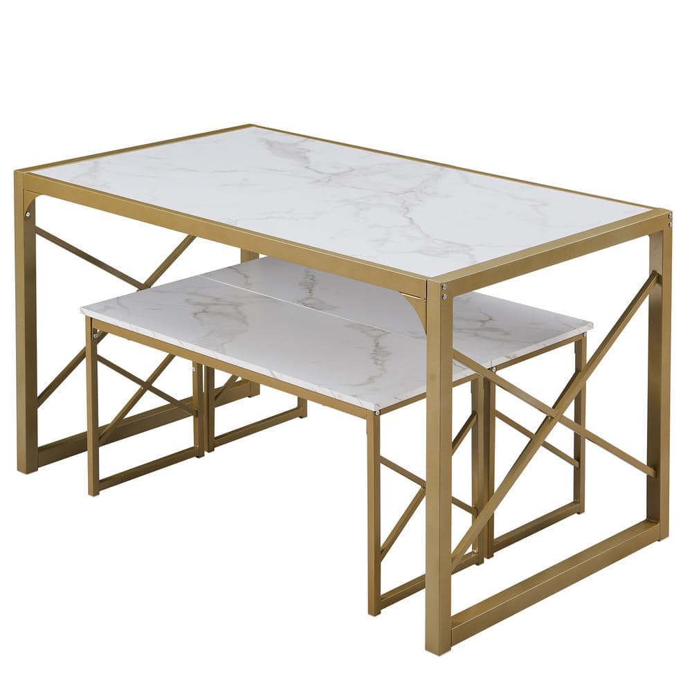 VECELO Dining Table Set for 4,55 in. Rectangle Wood Dinner Breakfast ...