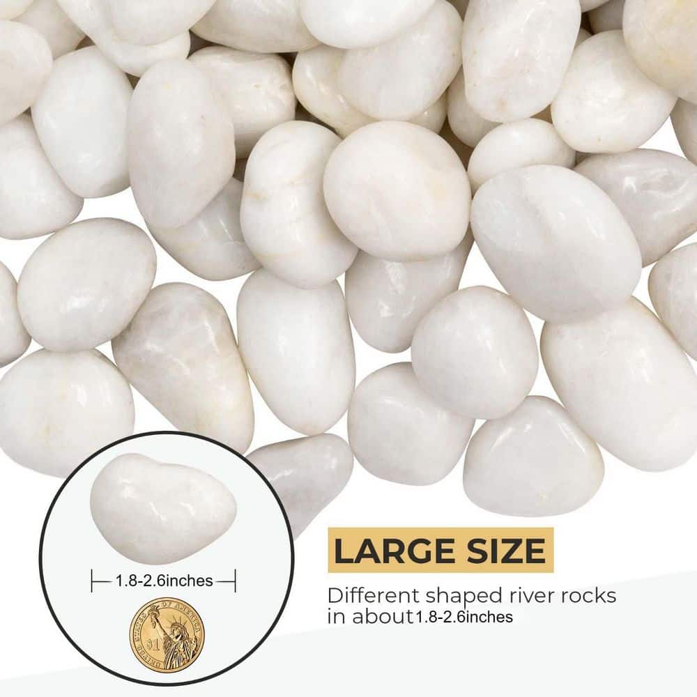 38 lbs. White River Rocks, Pebbles Polished Gravel, Decorative Garden ...