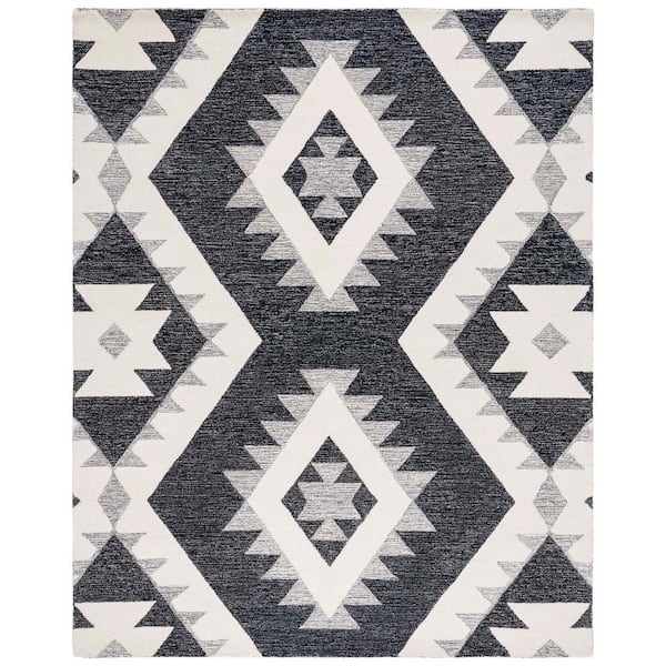 SAFAVIEH Casablanca Ivory/Black 8 ft. x 10 ft. Abstract Chevron Area ...