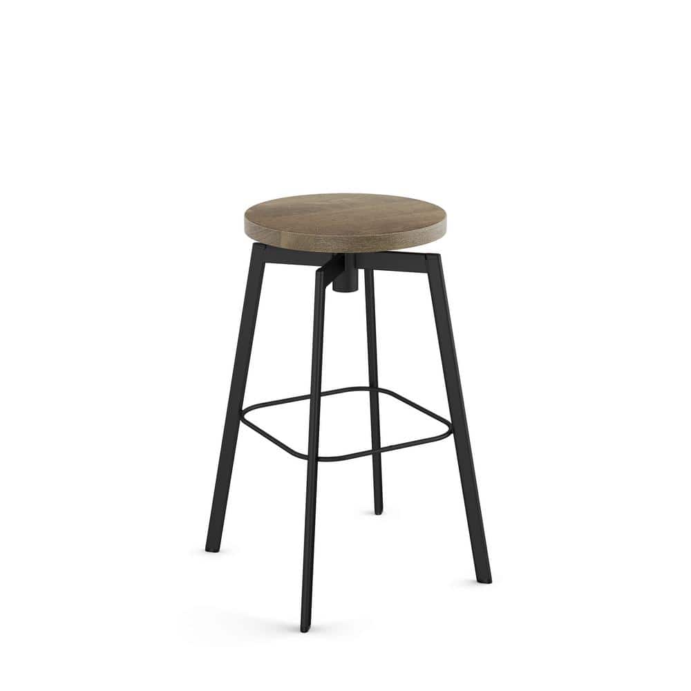 Amisco Amisco Dimitri 30 In Swivel Bar Stool Beige Wood Black Metal