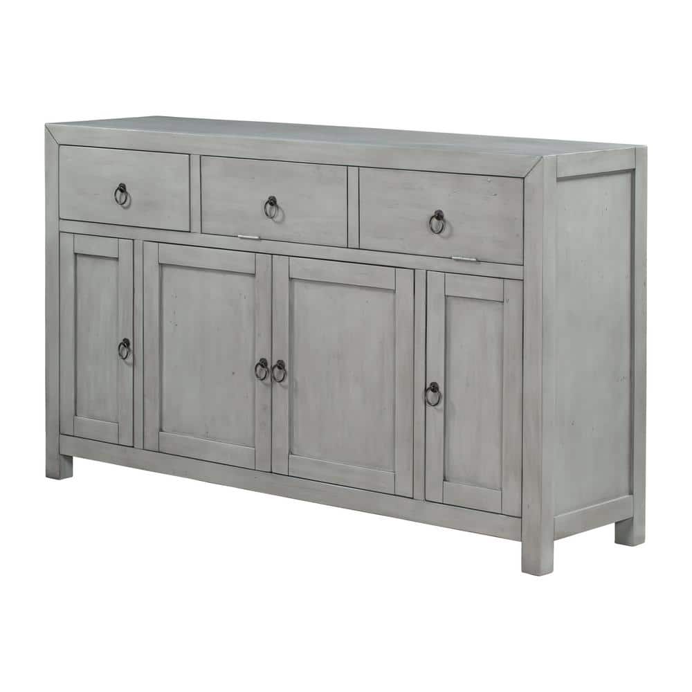 Utopia 4niture Glaze Gray Sideboard with 4-Door Cabinet, Drawers and ...