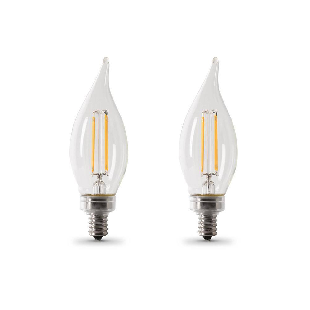 Feit Electric 60-Watt Equivalent BA10 E12 Candelabra Dimmable Filament ...