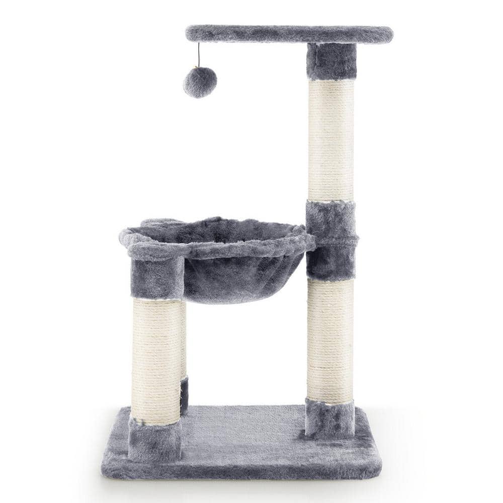 ANGELES HOME Gray Wood Multi-level Cat Tree with Scratching Posts and ...
