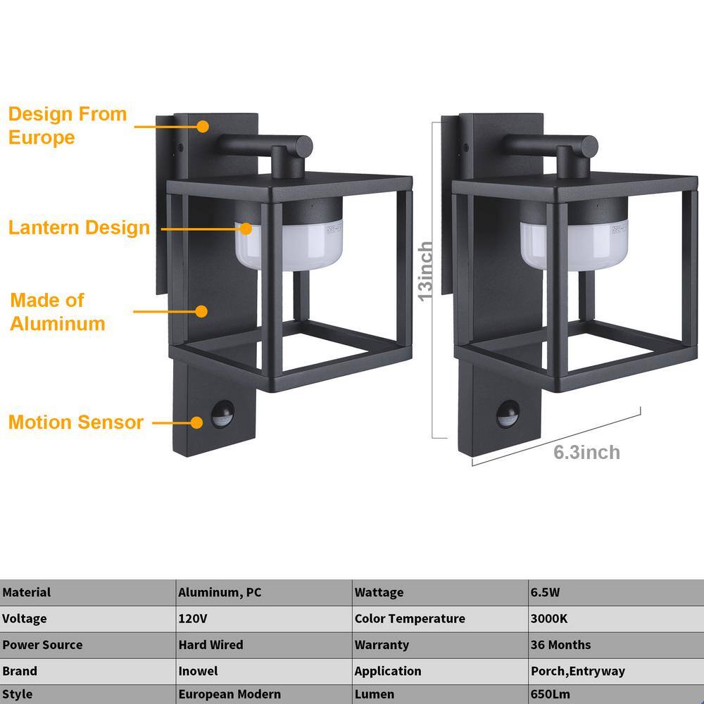 Dark Gray Waterproof Motion Sensor Outdoor Porch Light Integrated LED ...