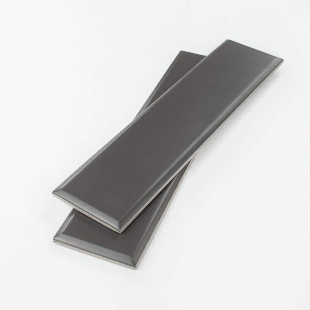 CRUZ BAY STUDIO Facet 3in. x6in. Smoke Matte Ceramic Subway Tile Sample ...