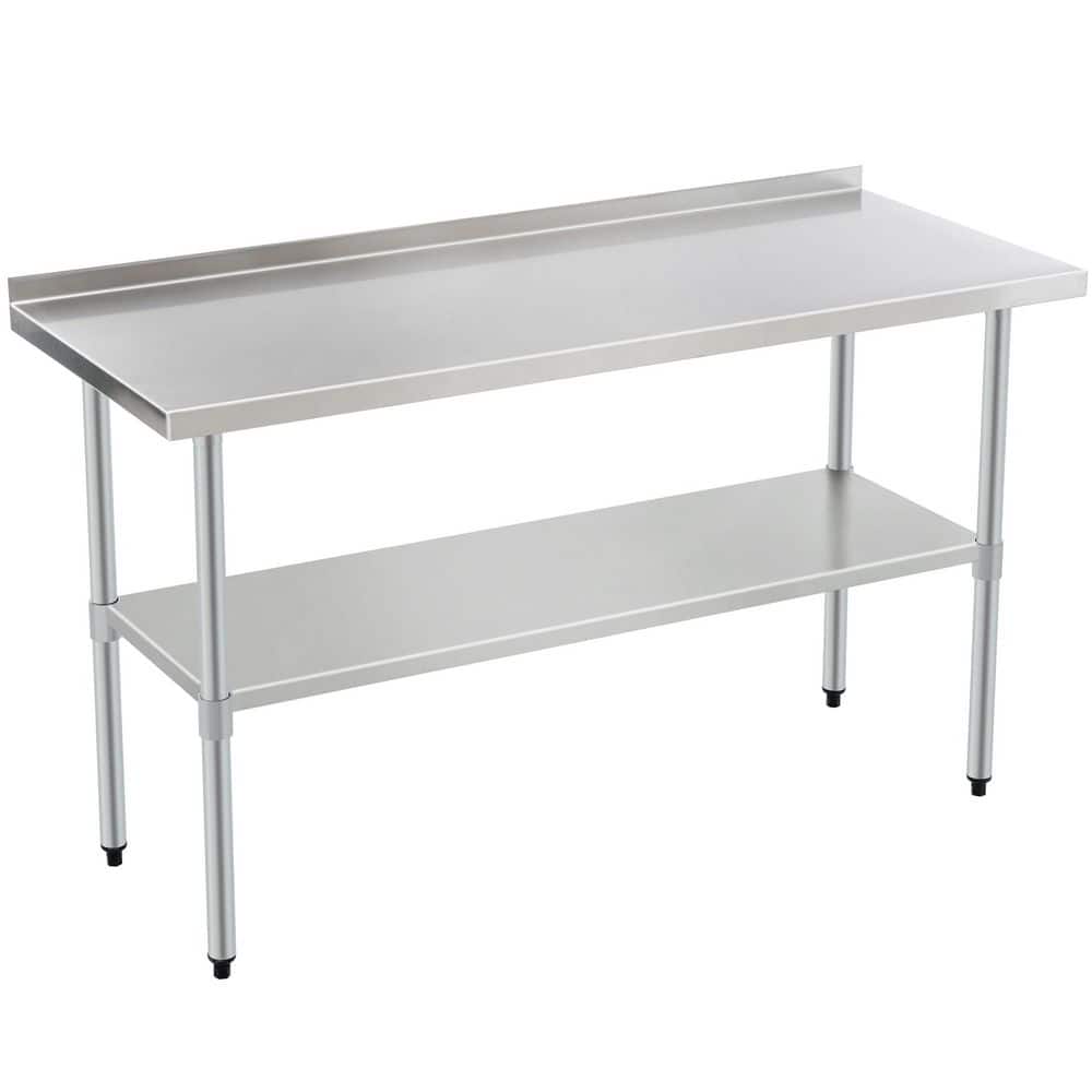 FAMYYT Stainless Steel 60 in. Kitchen Prep Table with Adjustable ...