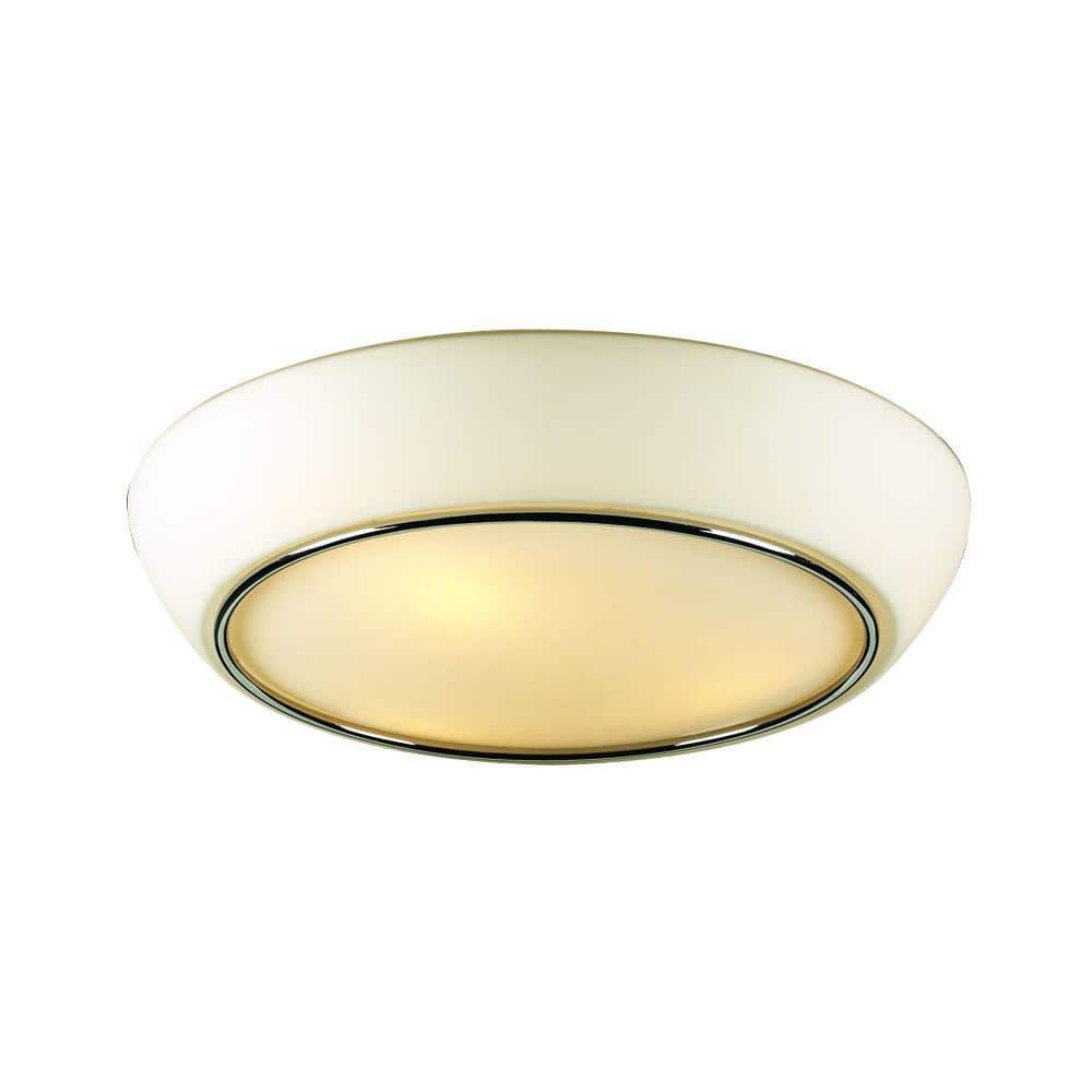 PLC Lighting 2-Light Ceiling Polished Chrome Flush Mount with Matte ...