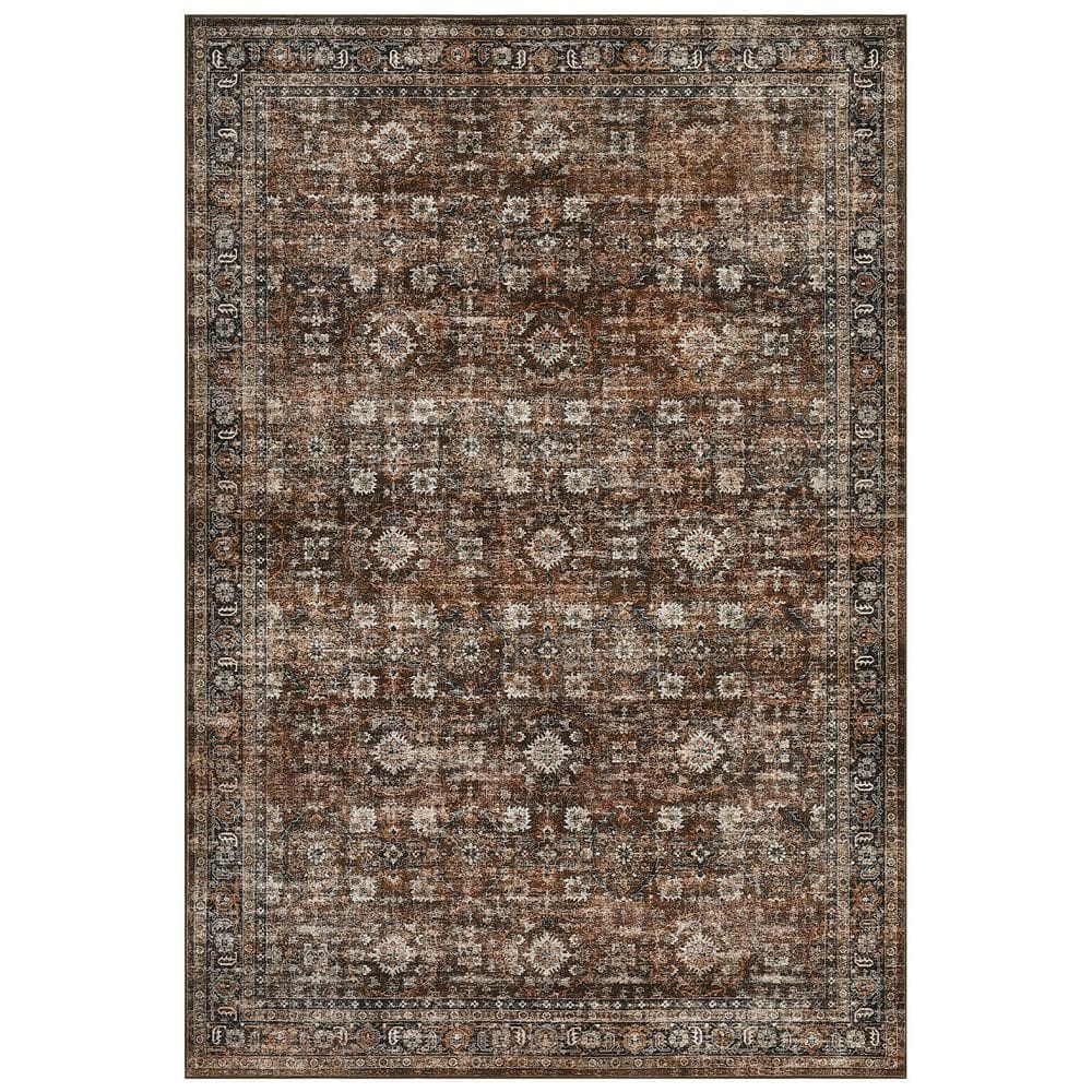 Garvee Traditional Floral Rug Low Pile Non Slip Thin Carpet Soft ...