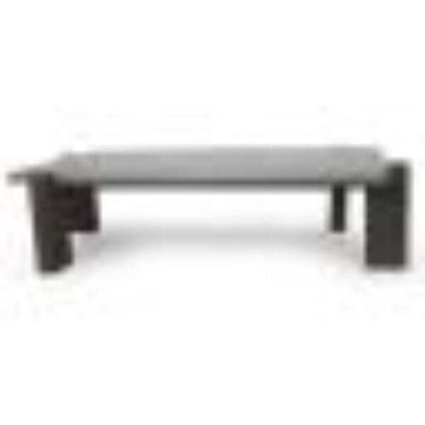 HomeRoots 33 in. Dark Grey, Walnut Rectangle Concrete Coffee Table ...