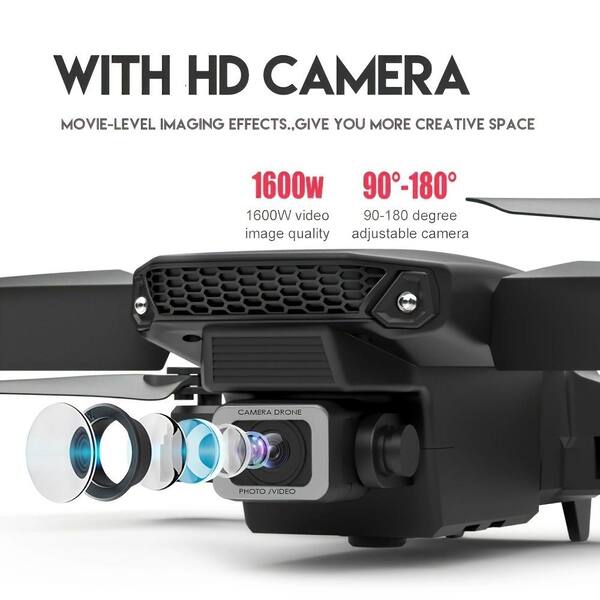 RC Foldable Quadcopter Helicopter Drone Wi Fi FPV with HD Dual Camera Height Hold and 3 Battery Black
