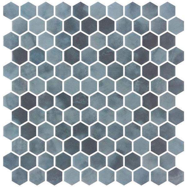 ANDOVA Scala Mira Blue 2-in. x 3-in. Fish Scale Upcycled Satin Glass ...