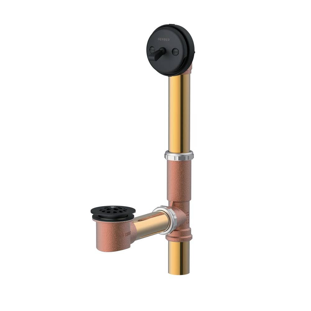 Gerber Classics 1-1/2 in. Trip Lever 20-Gauge Brass Bath Drain in Satin ...