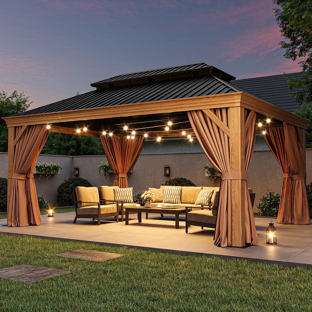 Have a question about Sizzim 16 ft. x 12 ft. Wood Grain Double Galvanized Steel Roof Hardtop ...