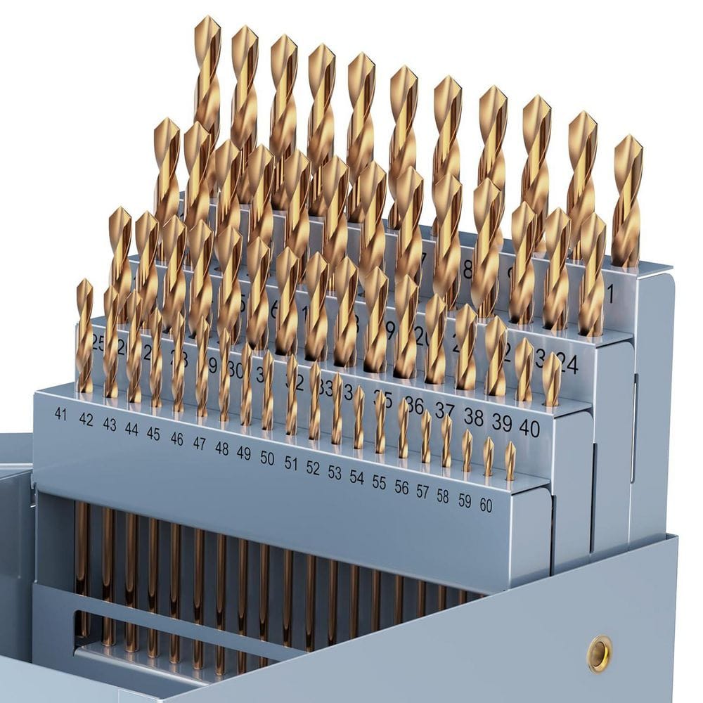 MYWISH 60-Piece M35 Cobalt Steel Jobber Drill Bit Set (#1 - #60) SF ...