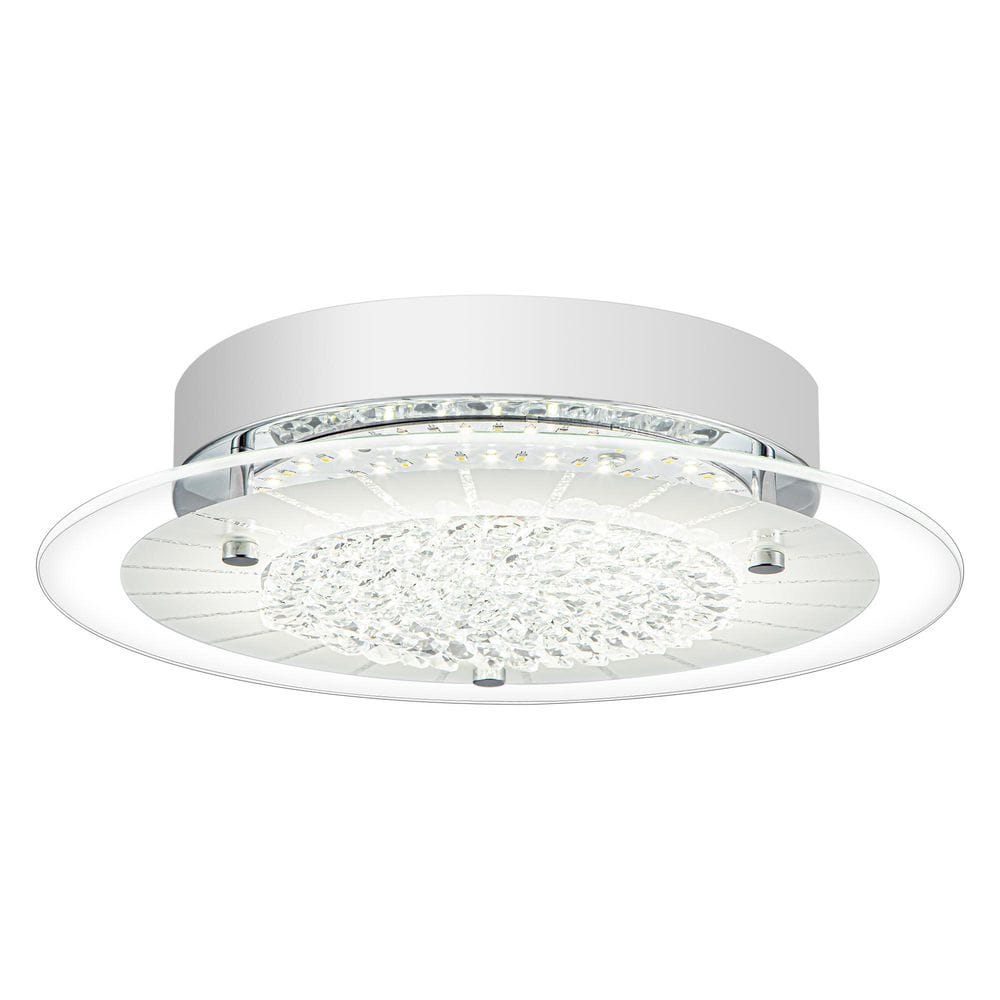 11 in. 12-Watt Modern Round Nickel Integrated LED Bathroom Ceiling ...